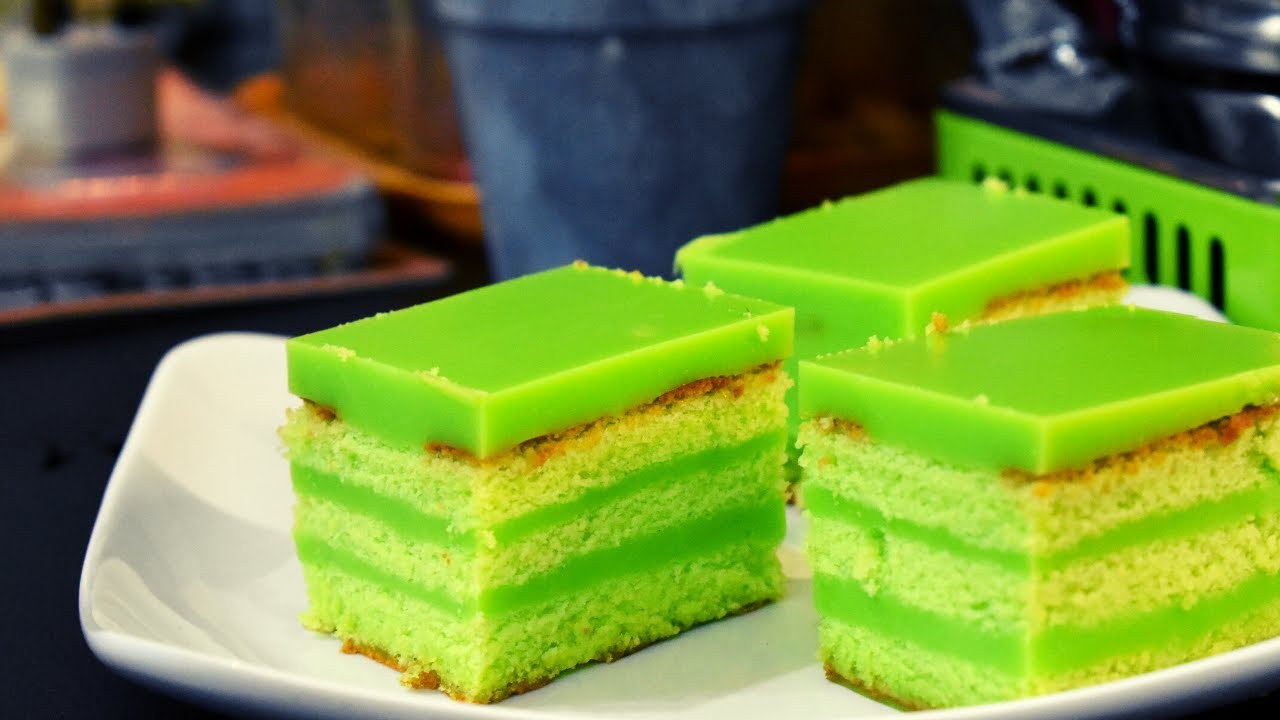 Resepi Kek Pandan Lapis Kastard - YouTube