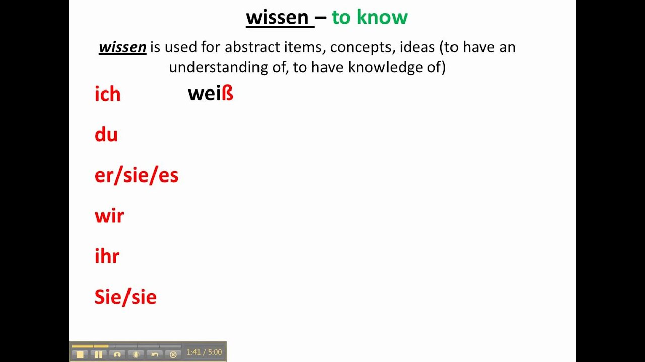 German verbs kennen and wissen - www.germanforspalding.org - YouTube