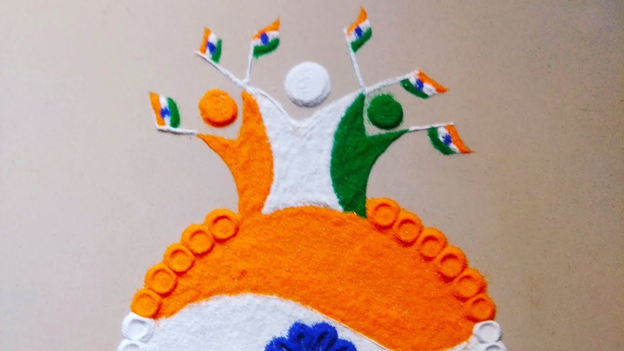 Independence day rangoli design 🇮🇳💐 | Tricolor rangoli design#rangoli # ...