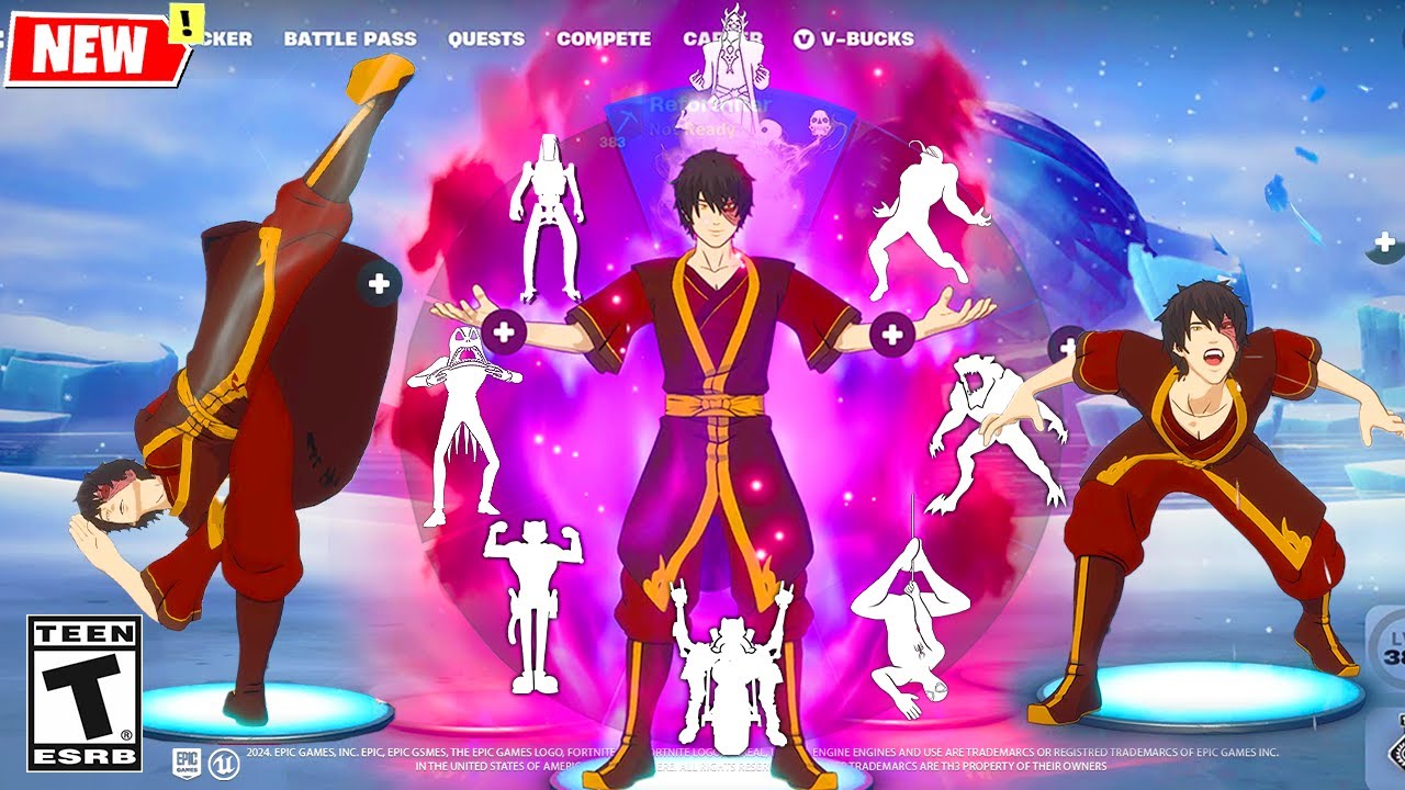 ZUKO Fortnite x Avatar doing all Built-In Emotes and Funny Dances シ ...