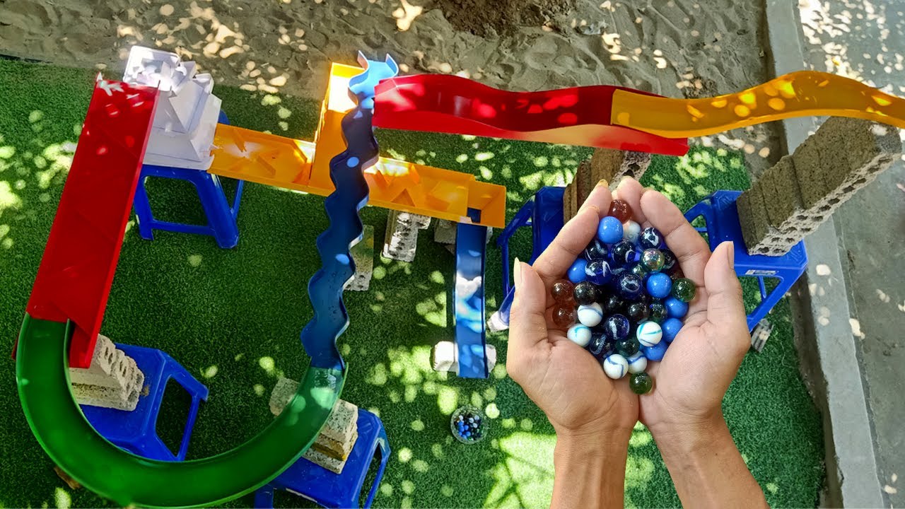 Marble Run ☆ plastic slope & colorful plastic slide - YouTube