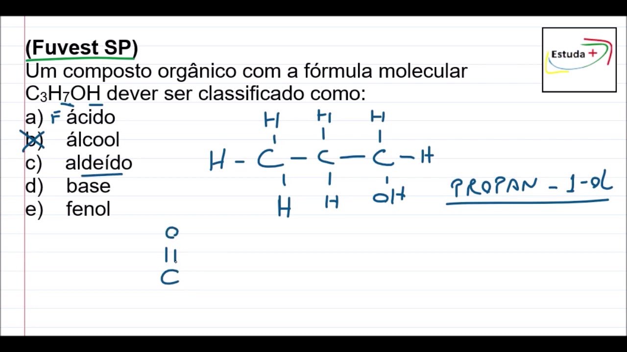 Um composto orgânico com a fórmula molecular C3H7OH dever ser ...