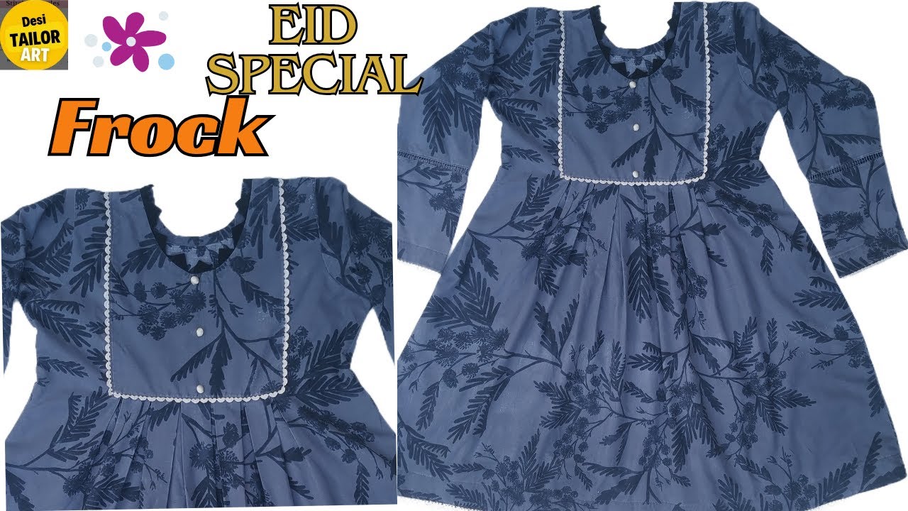 Double Neck Design Cutting and Stitching | Box Pleated Frock | Frock ...