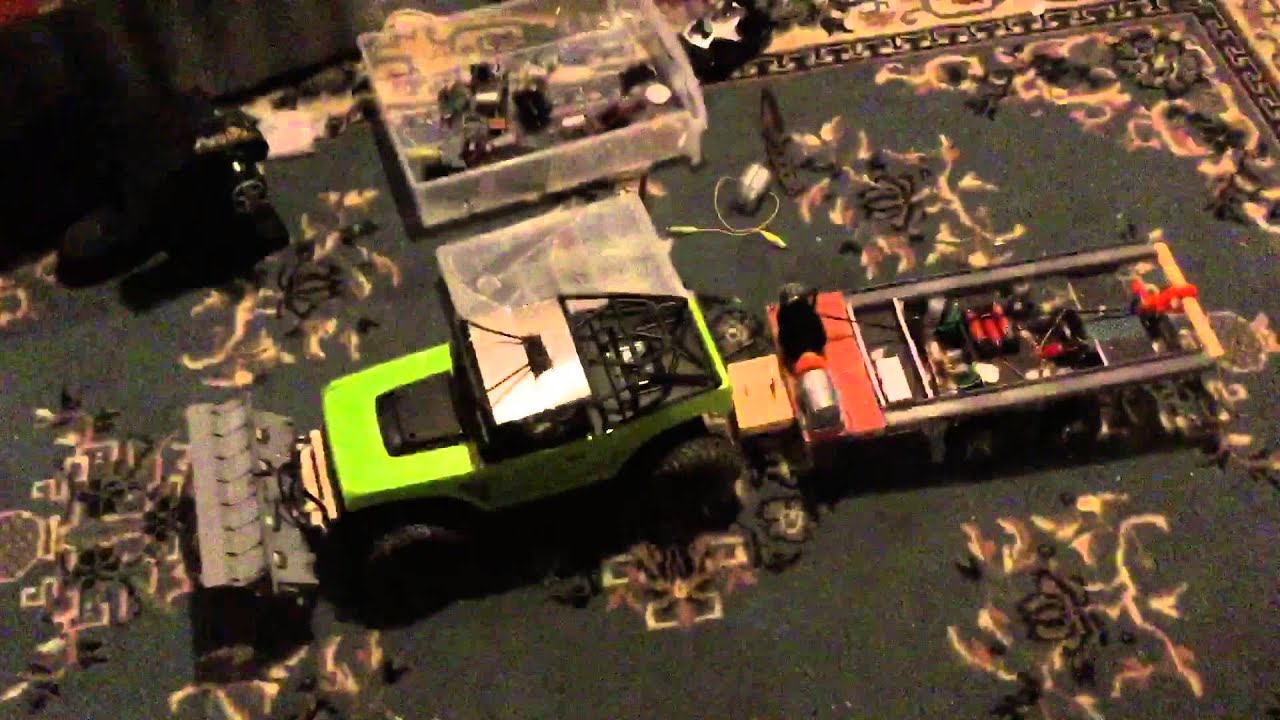Homemade rc rescue trailer and snow plow for rc axial scx10 - YouTube