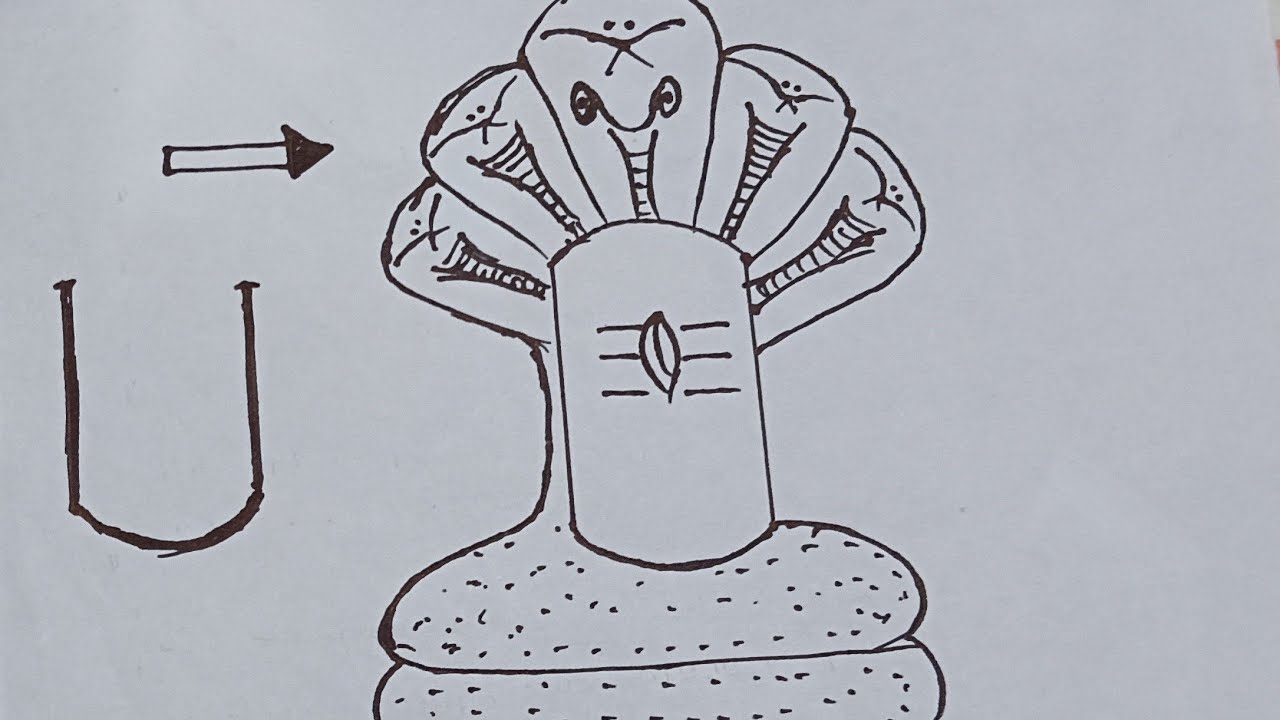 Drawing lord Shiva lingam with Snake/dots drawing / step by step ...