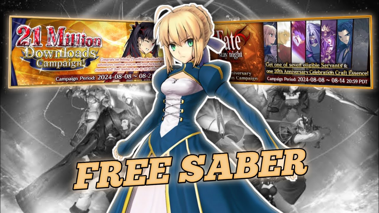 【FGO NA】 Upcoming Event Free SABER 2024 & 21 Million Download Campaign ...