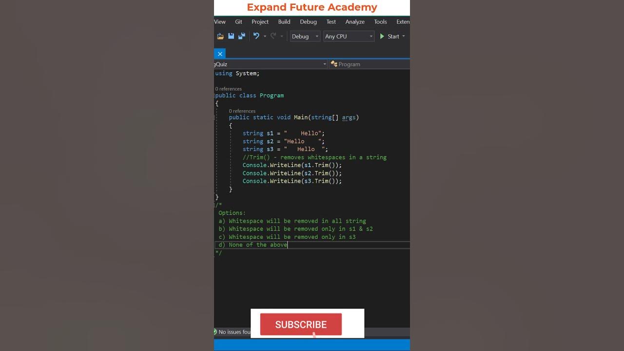 Programming Quiz Questions - Q67 - Expand Future Academy #Shorts #Programming #CSharp #Dotnet ...