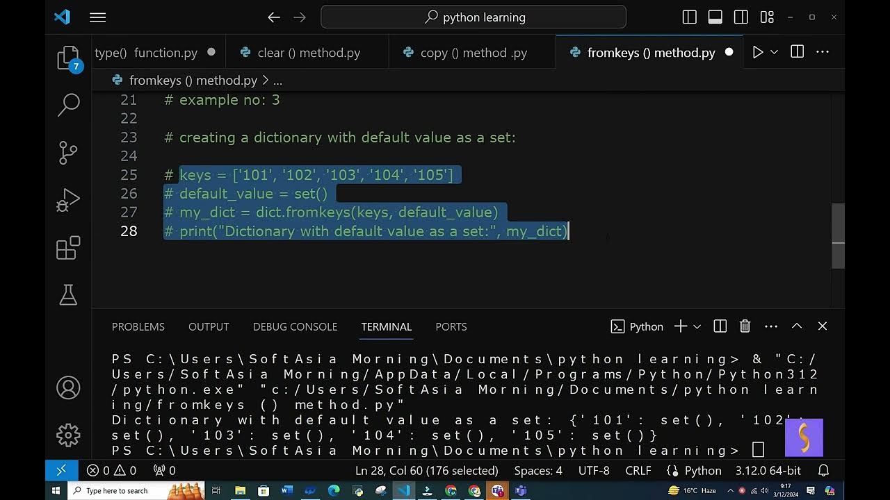 (SY) fromkeys() dictionary method in python - YouTube