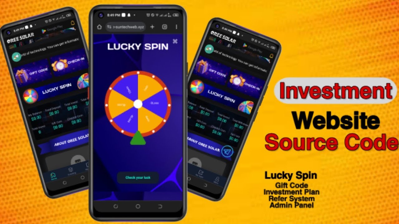 Investment Website Source Code With Lucky Spin and Daily Check in features||Ponzi source code ...