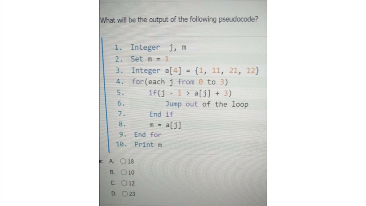 Accenture Assessment Test 15 June 2021 pseudo Code question with ...