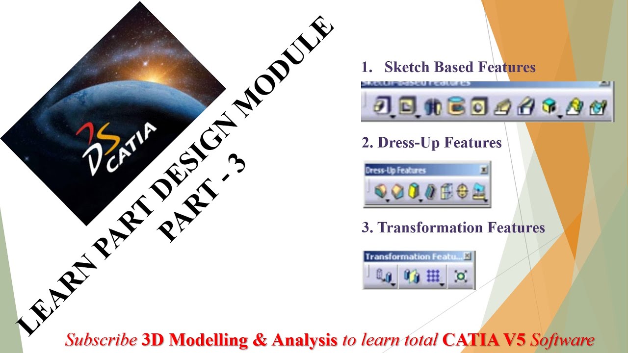 CATIA V5 Part Design for beginners part - 3 | Catia Part modeling ...