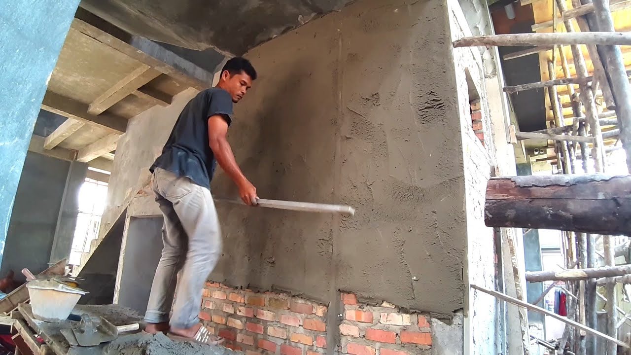 PLASTER DINDING BATA MERAH .METODE KEPALAAN - YouTube