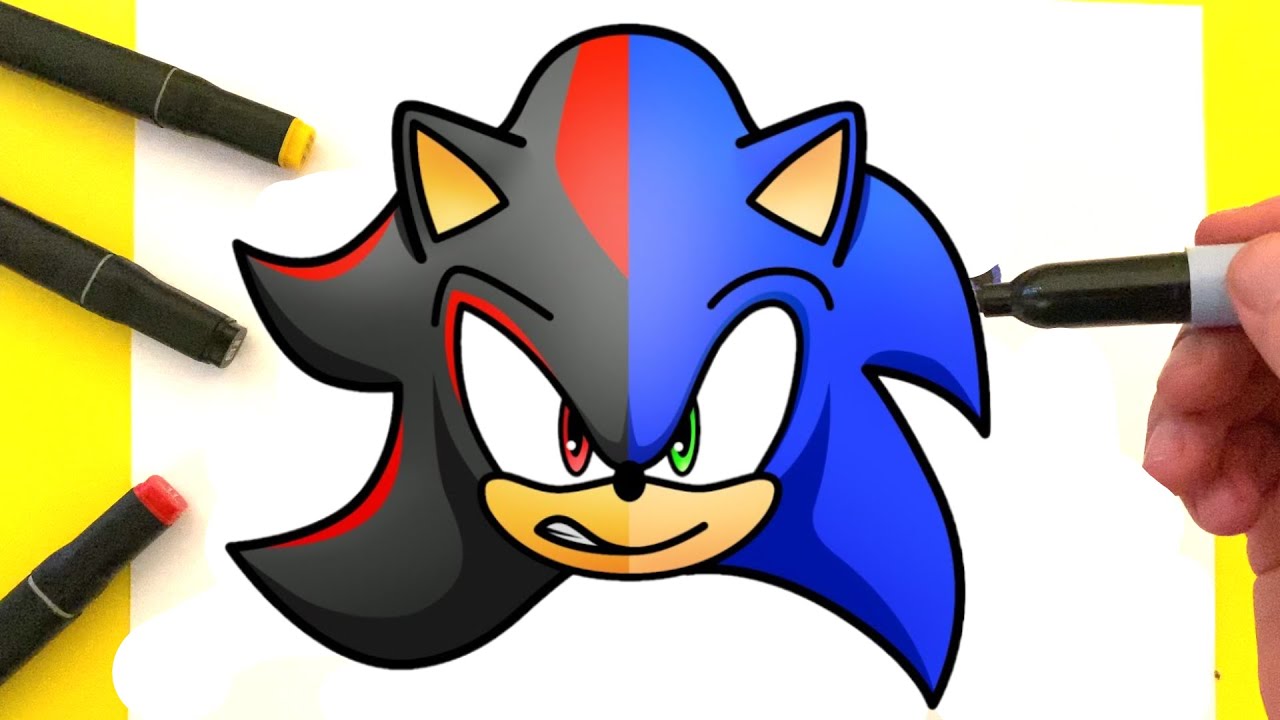 How to Draw Sonic Shadow in one face | step by step - YouTube