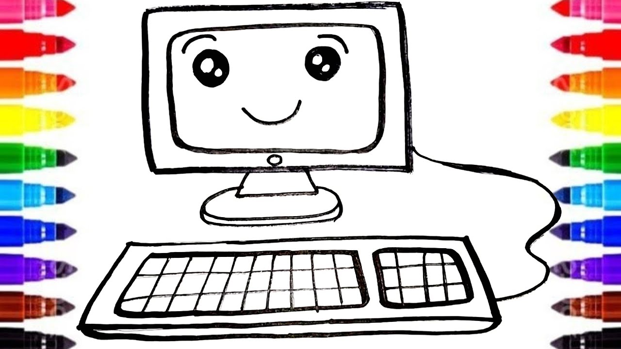 Let's Draw and Paint Cute Computer 🖥️ Drawing painting and coloring for ...