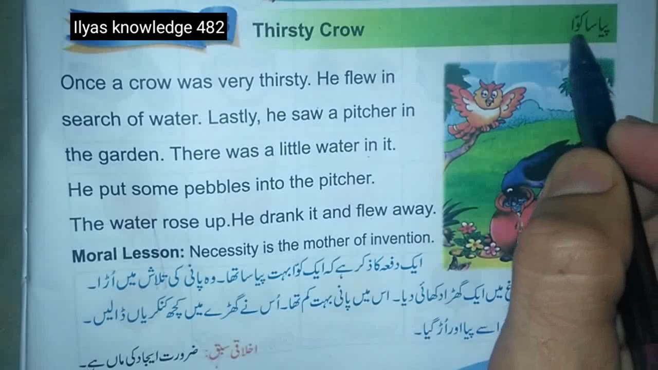 Learn thirsty crow story in English with translation | Moral story ...