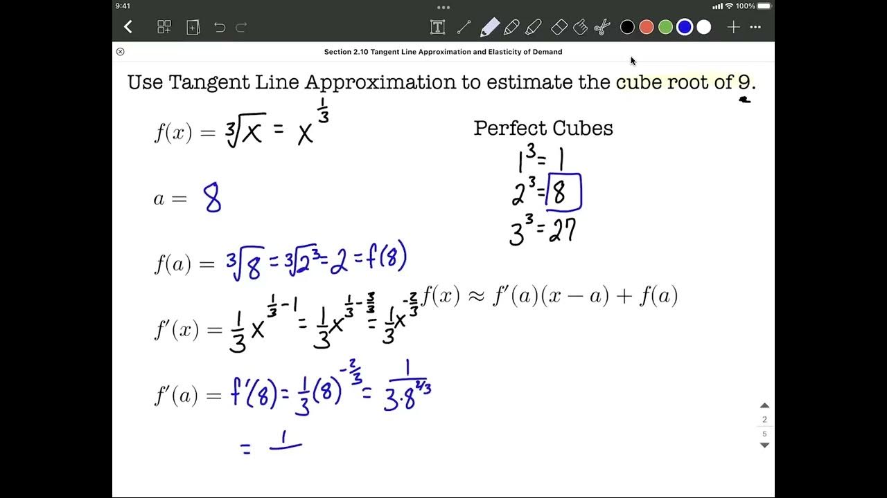 Tangent Line Approximation For A Cube Root Function Youtube