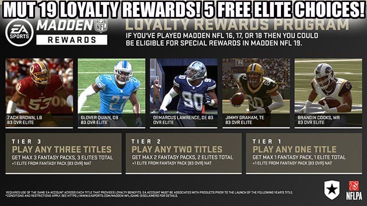 MUT 19 LOYALTY PROGRAM REWARDS! 5 FREE ELITE CHOICES! | MADDEN 19 ...