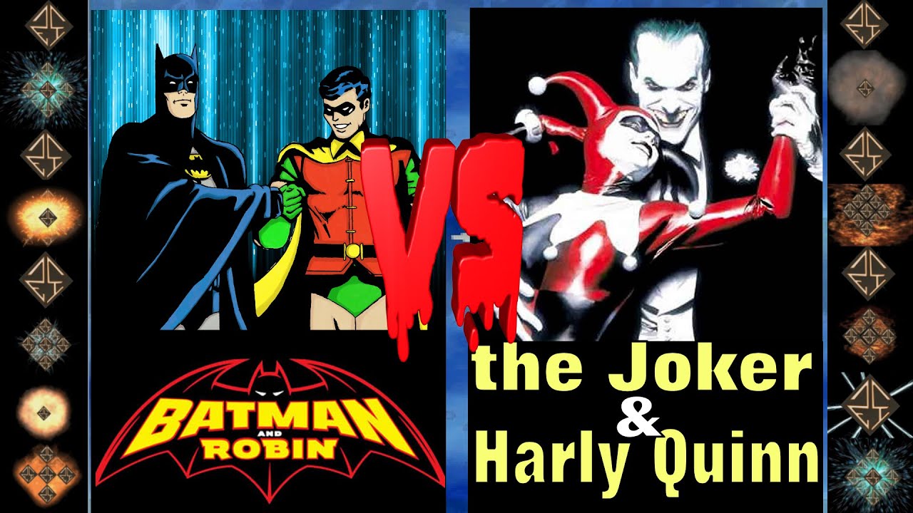 Batman and Robin (DC Comics) vs Joker and Harley Quinn (DC Comics ...
