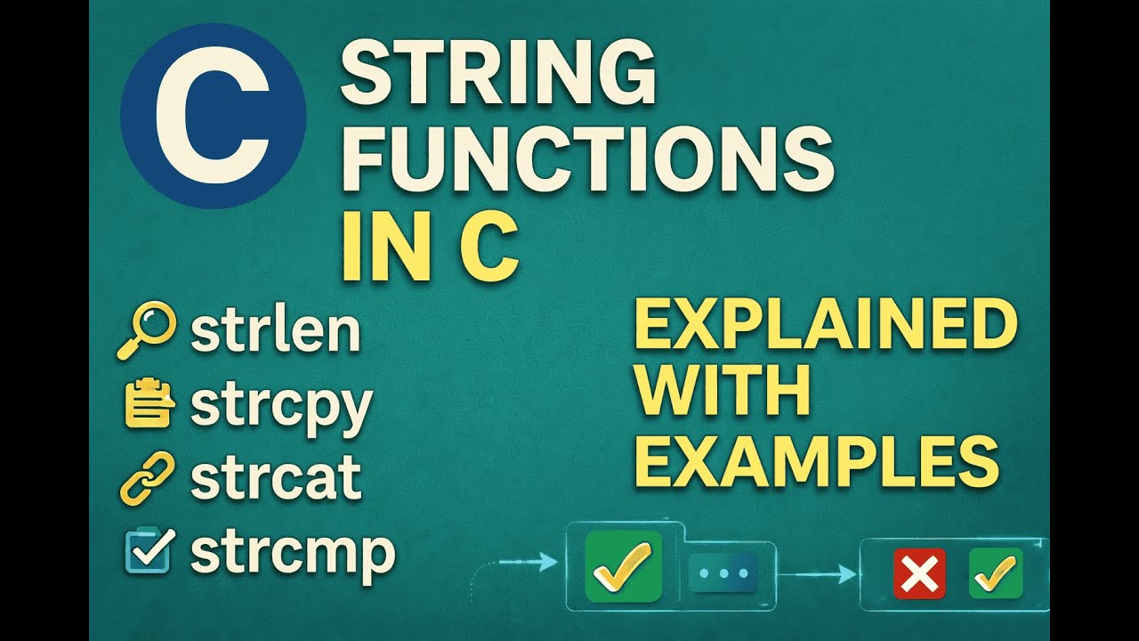 String Functions in C | strlen, strcpy, strcat, strcmp Explained with ...