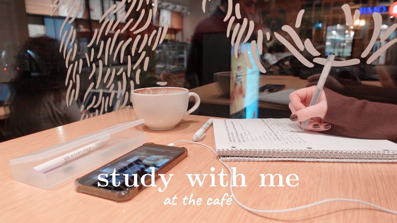 cafe study with me | 1-hour real-time study at a café, with fireplace ...
