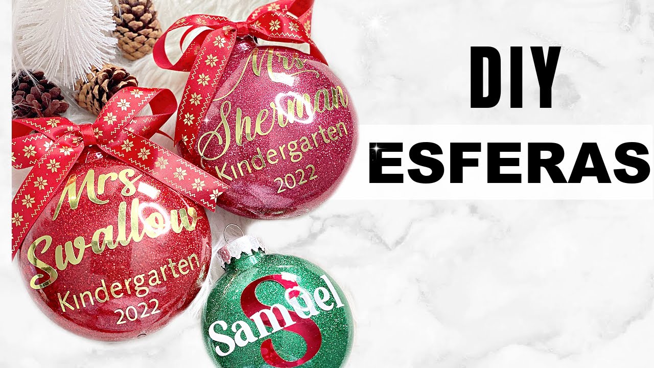 COMO PERSONALIZAR ESFERAS NAVIDEÑAS CON VINILO Y BRILLO - YouTube