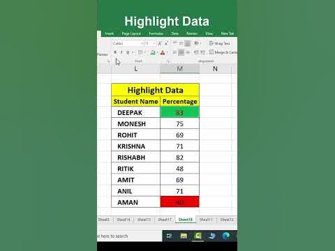 Highlight Data in Excel | Excel Tips and tricks | #excel | #shorts ...
