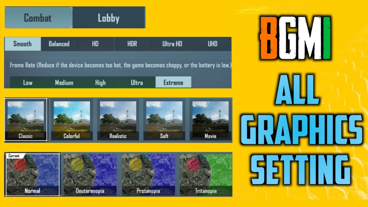 BGMI All Graphics Setting Explained || 4Gb, 6Gb, 8Gb Ram Device Best ...