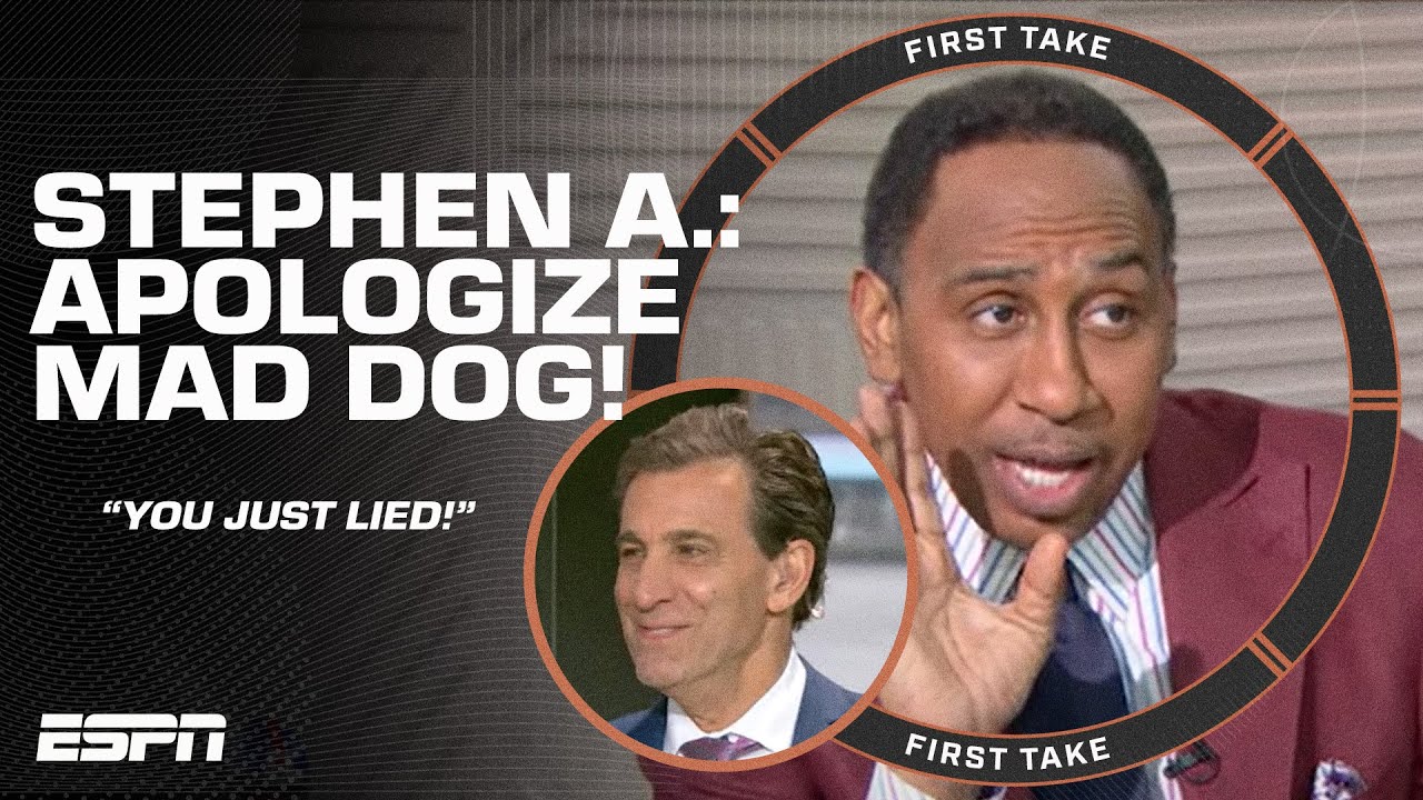 Stephen A. tells Mad Dog to APOLOGIZE to the public 😁 | First Take ...