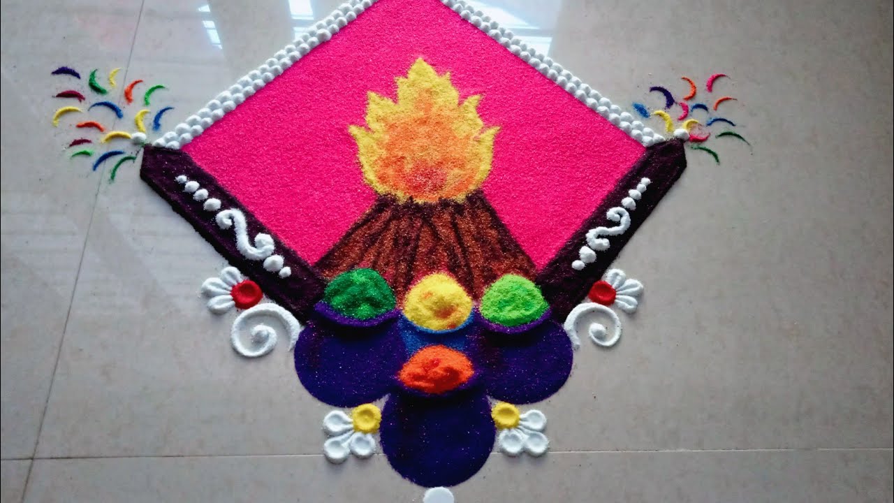 Easy Holi special rangoli design | Dhulivandan rangoli designs - YouTube
