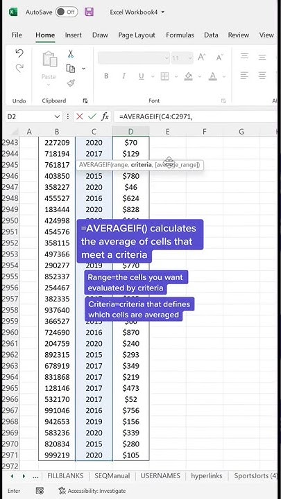 Averageif function in Microsoft Excel or Google Sheets - YouTube