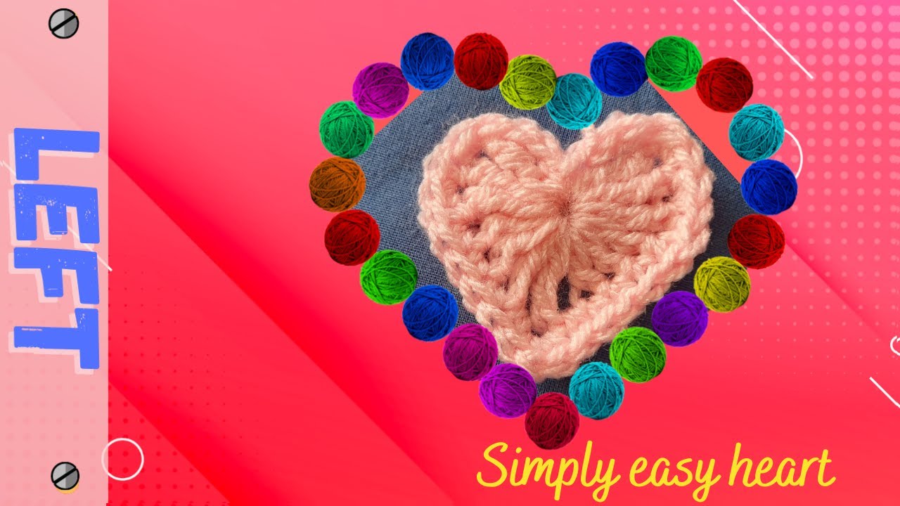 Simple heart crochet Left-Handed tutorial - YouTube
