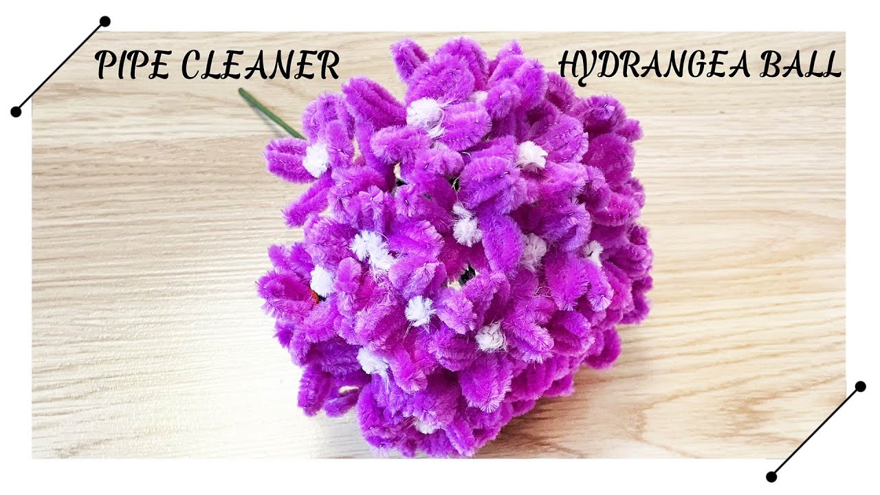 DIY Purple Hydrangea Flower Ball from Pipe Cleaners | Easy Craft ...
