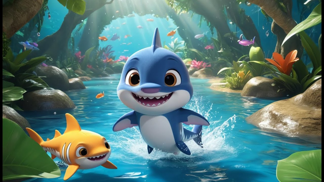 Baby Shark’s Jungle Swim — Colorful Fish Race Through the Jungle River ...