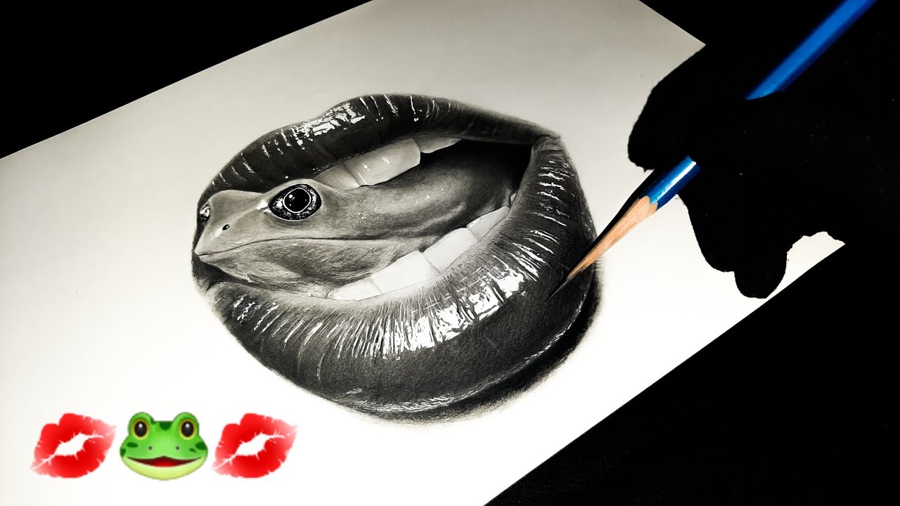Drawing Realistic lips with frog tongue 💋🐸💋| Timelapse⚡| Vishartist | # ...