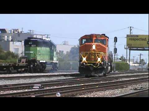BNSF 117 Takes off from the Commerce Station Solo.. 4-27-12.. - YouTube