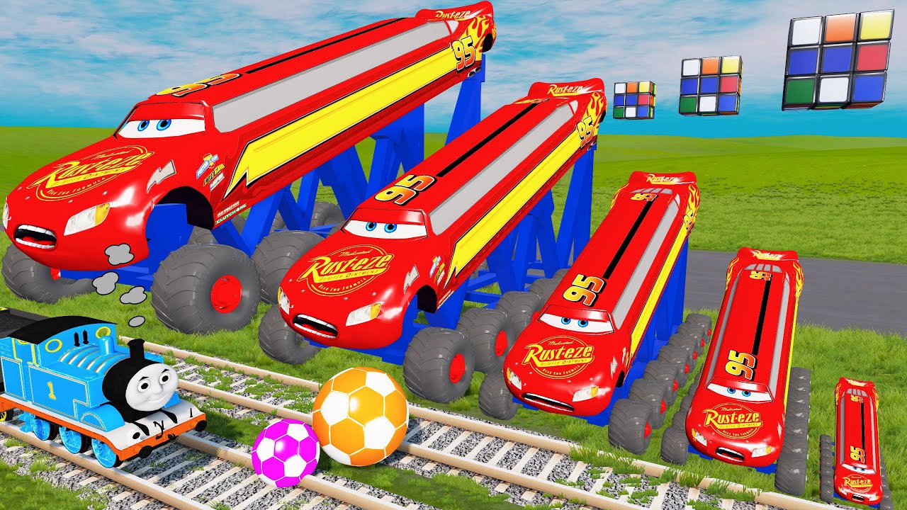 Big & Small, Long & Tall Lightning Mcqueen with Monster Truck Wheels vs ...