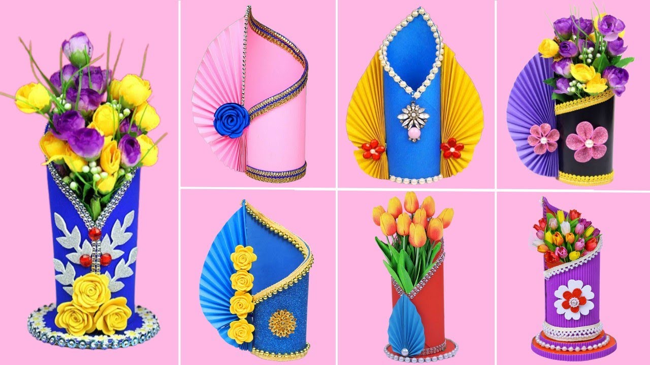 7 Easy and Beautiful DIY Paper Flower Vase Ideas | How to Make Paper ...