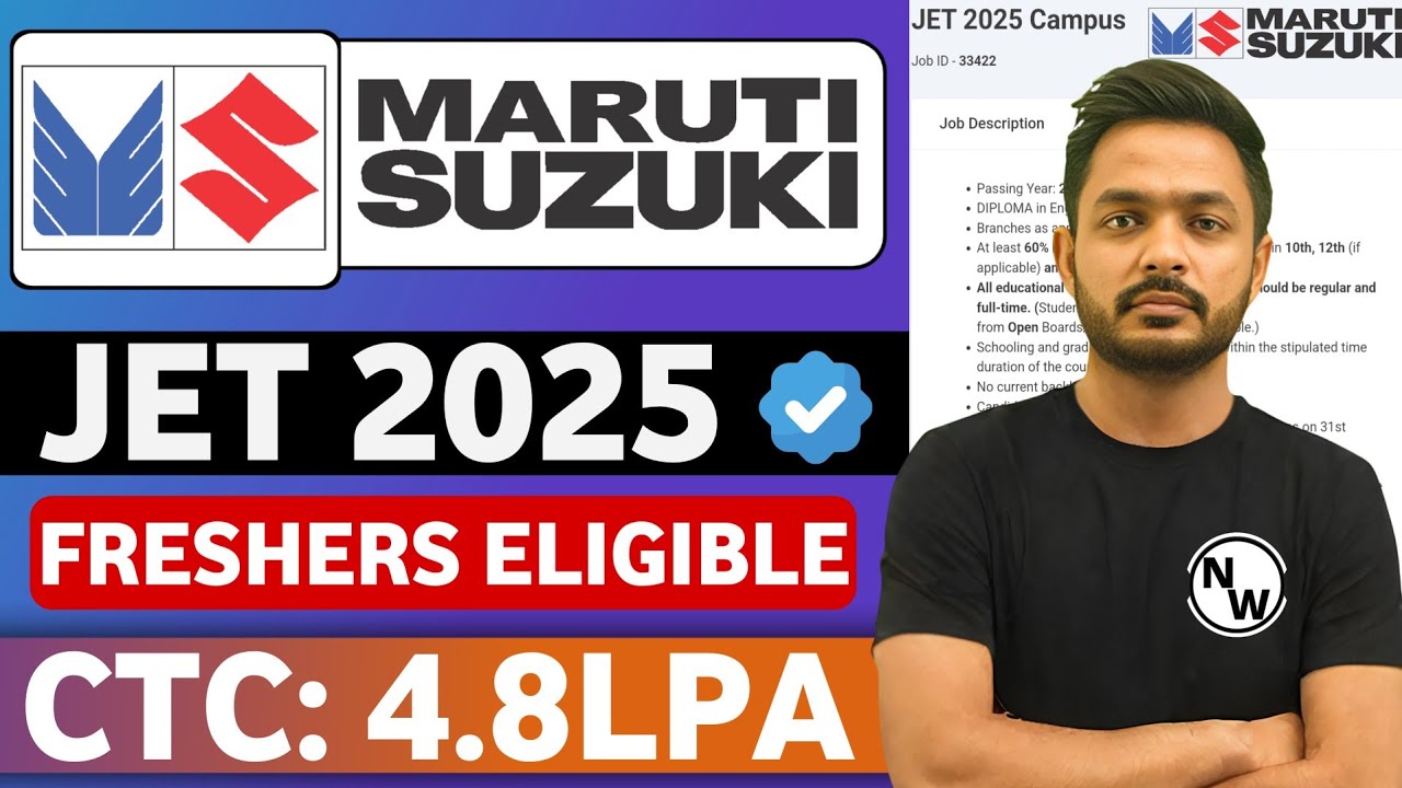 Maruti Suzuki Recruitment 2025 | Freshers | All Branches | CTC: 4.8LPA ...