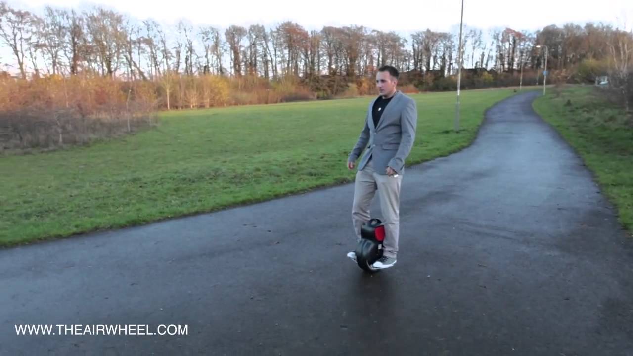 A handsome guy teaches riding Airwheel One Wheel Scooter in UK - YouTube