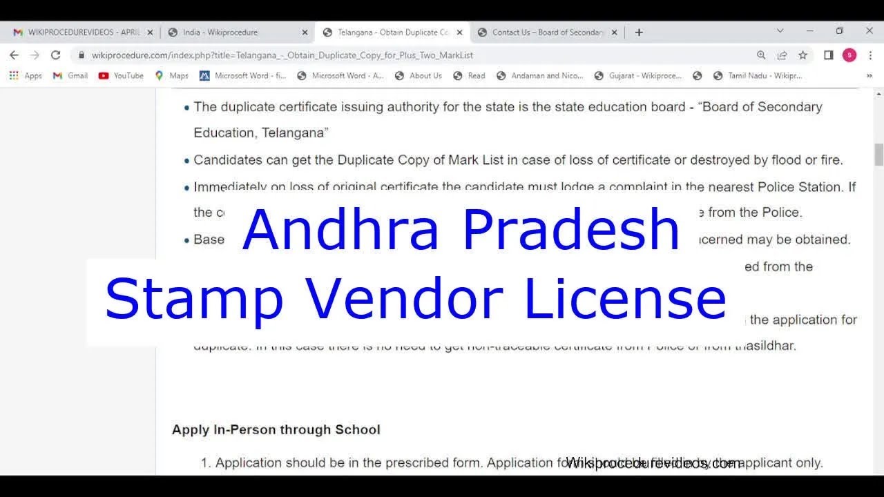 Andhra Pradesh - Apply for Stamp Vendor License - YouTube
