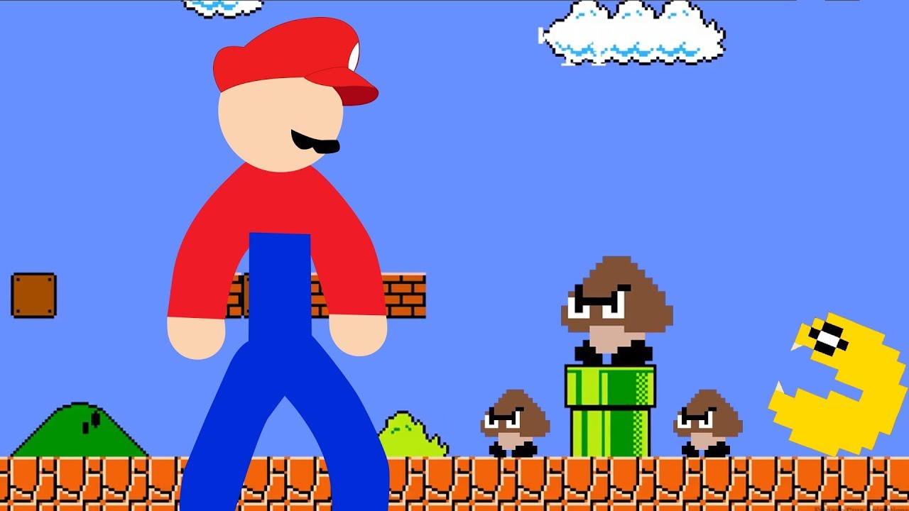 Super Mario Stick Bros vs Goomba Stick & Pacman - YouTube