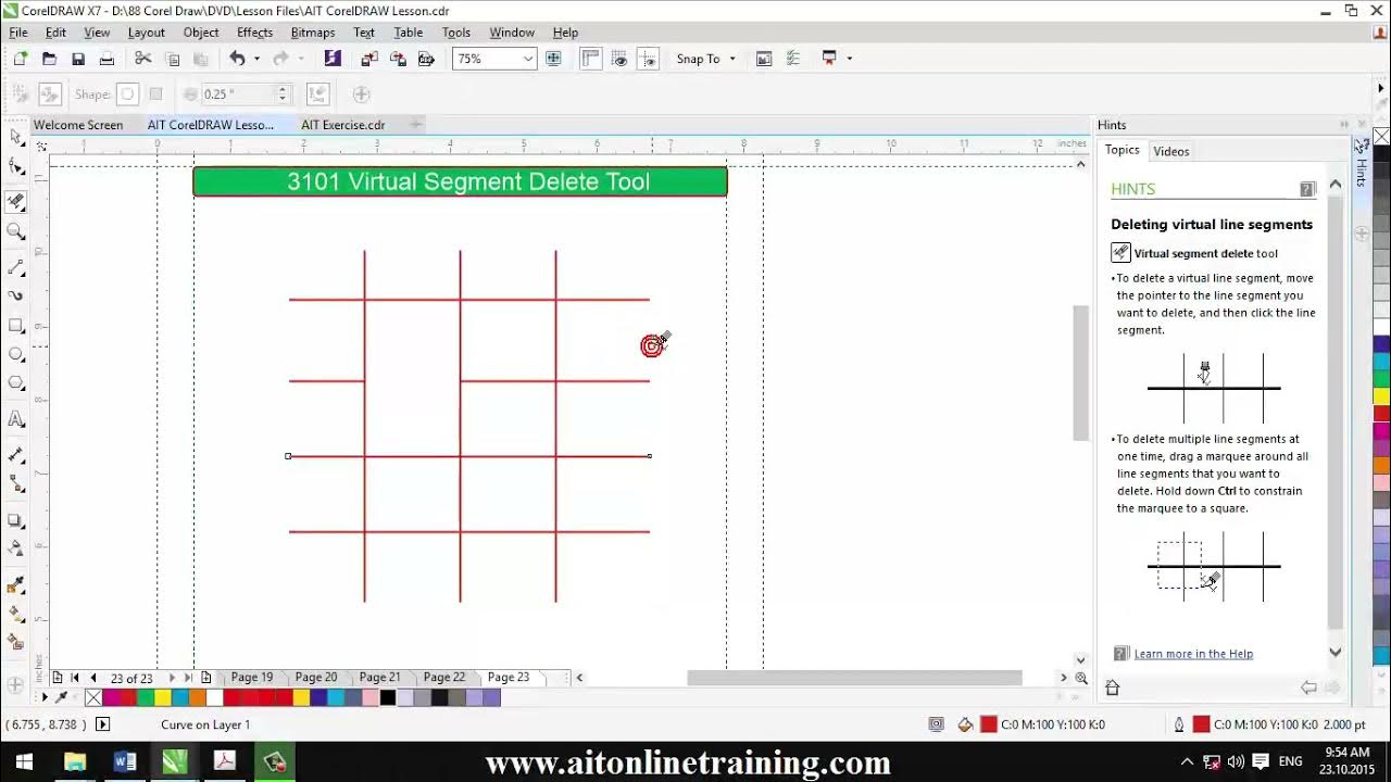Virtual Segment Delete Tool CorelDraw 17 Lesson-030 | CorelDraw Myanmar | Myanmar Corel Lesson ...