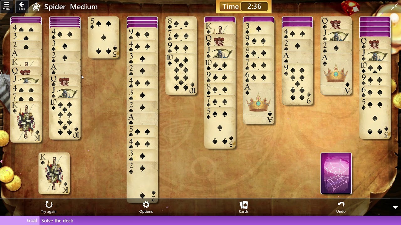Spider Solitaire-Medium II/Episode 5/Solve Deck/Star Club - YouTube