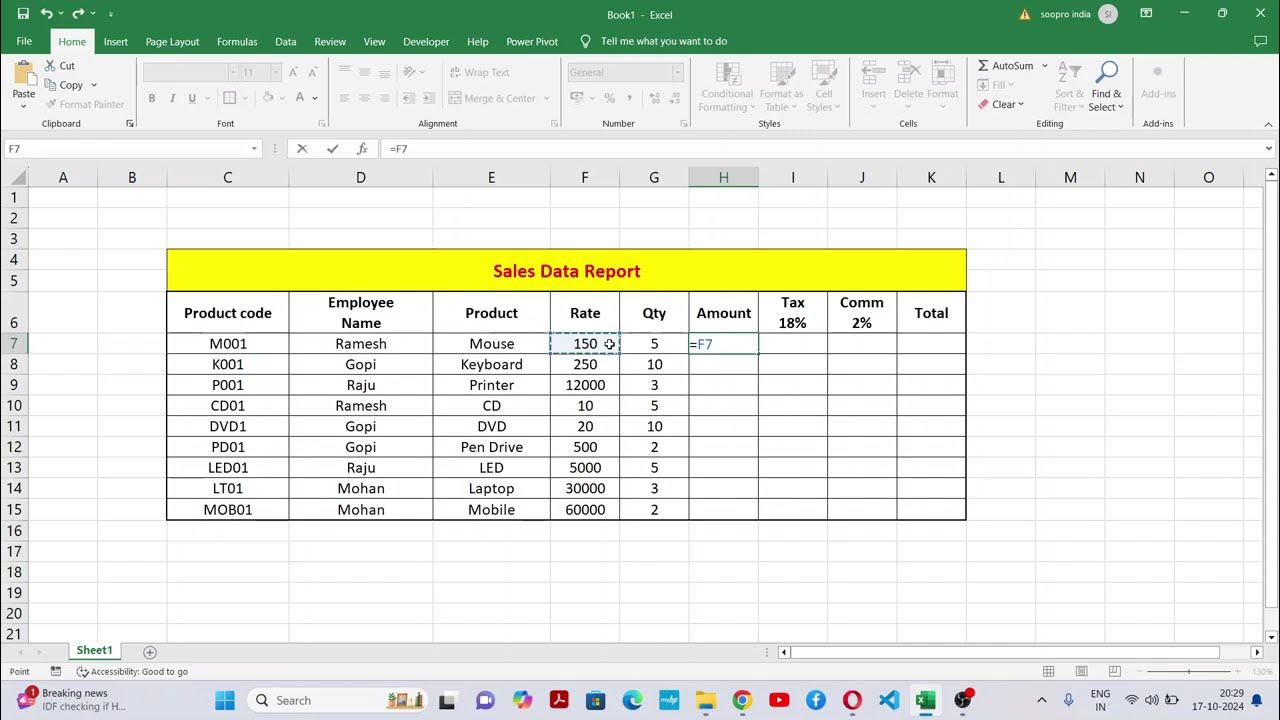 Excel Sales Data Report | Create Sales Data Report in Excel | How to create Sales Data Report ...