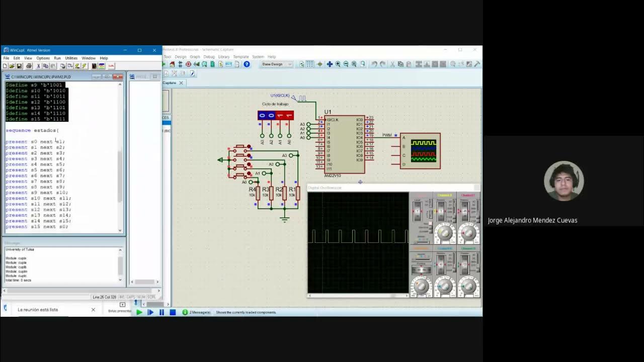 Simulación en Proteus de Circuito Generador de una señal PWM de 4 bits - YouTube