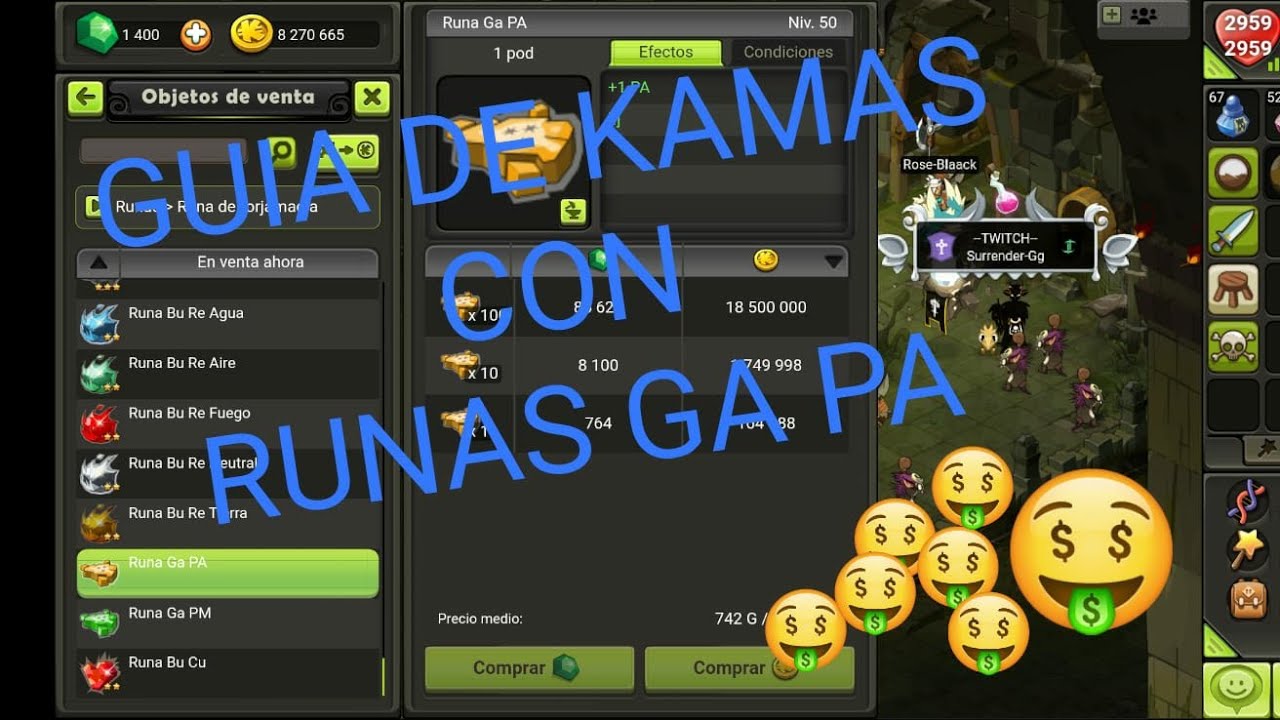 GUIA DE KAMAS con las RUNAS GA PA un objeto con mayor porcentaje de ...