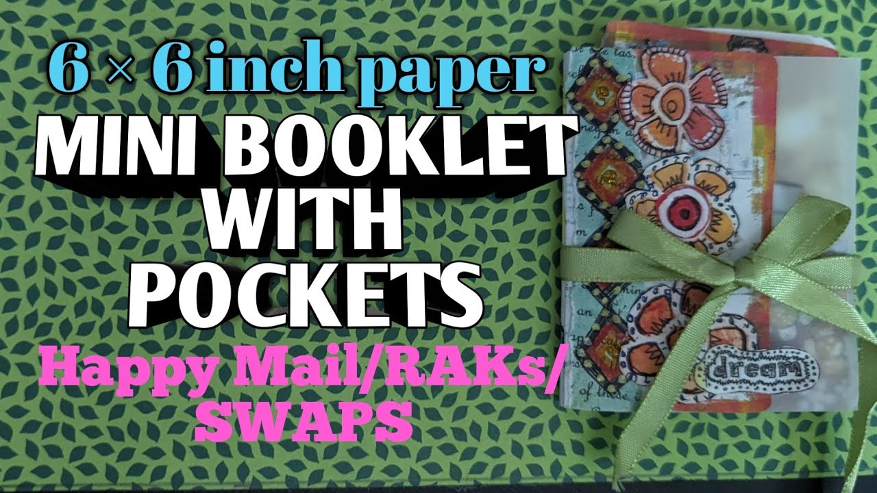 Mini 6 × 6 inch paper BOOKLET WITH POCKETS for Happy Mail/Swaps/ RAKs ...