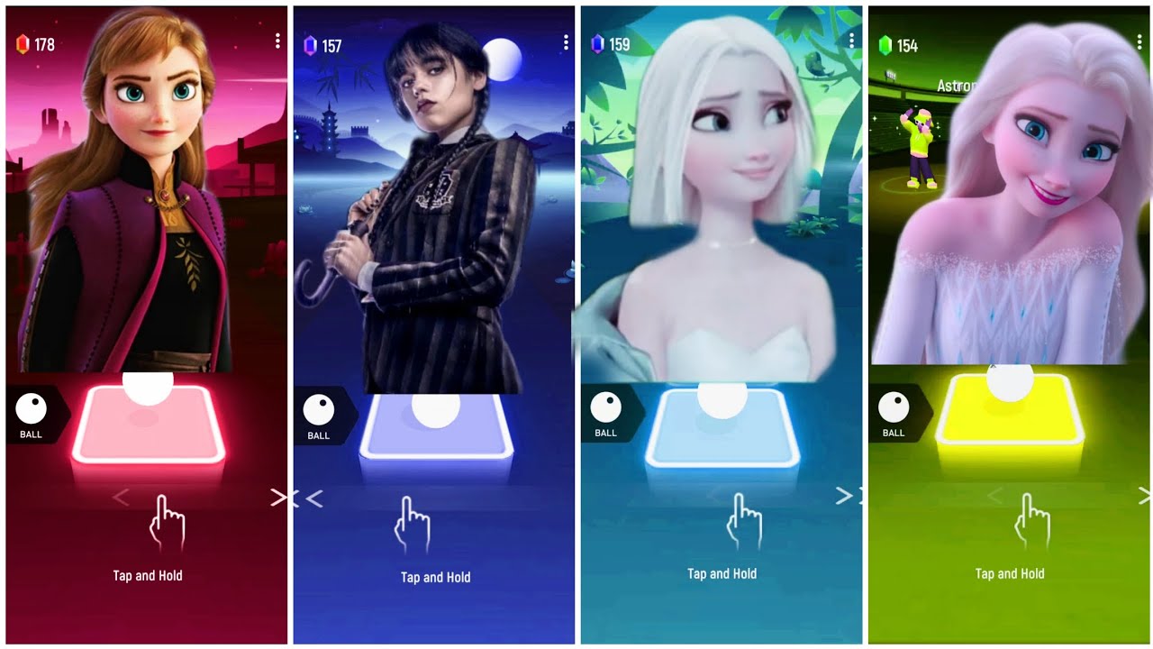 Queen Anna 🆚️ Wednesday Addams 🆚️ Elsa Frozen 🆚️ Elsa Queen | Tiles Hop ...