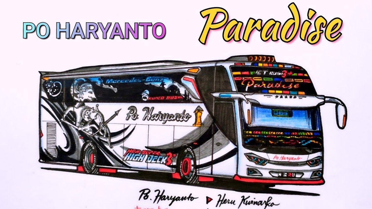 MENGGAMBAR BUS JB 3,PO HARYANTO PARADISE ,Pak Bero #herukwinarko - YouTube