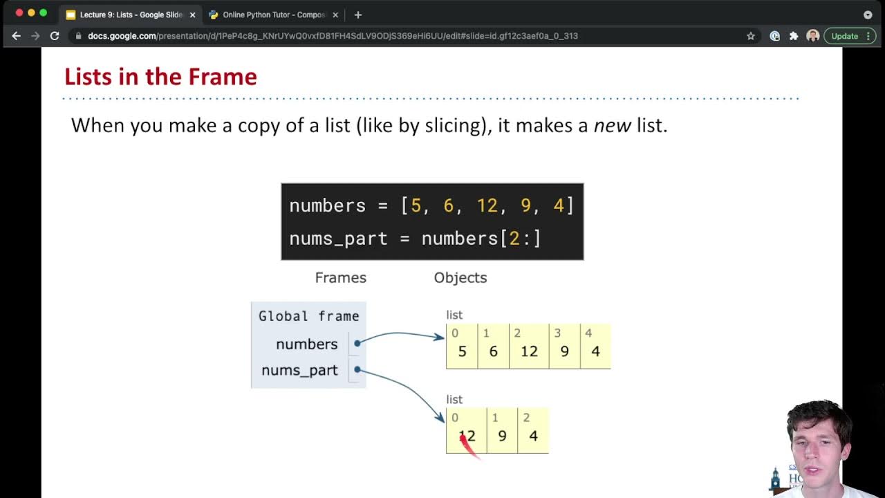 CSCI100: Lecture 9.4 - Lists in the Frame - YouTube